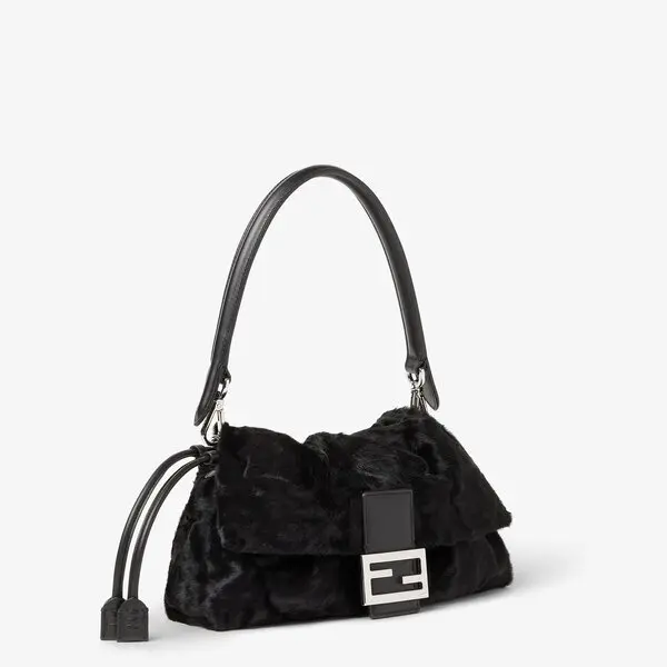 Fendi Baguette® Soft Medium Black Cavallino Leather Bag